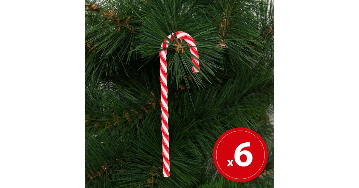 Karácsonyi dekor cukorbot - 15,2 cm - piros / fehér - 6 db / csomag ...