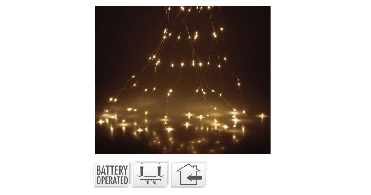 Meleg fehér, elemes LED Fényfüzér 80db izzóval | Pepita.hu