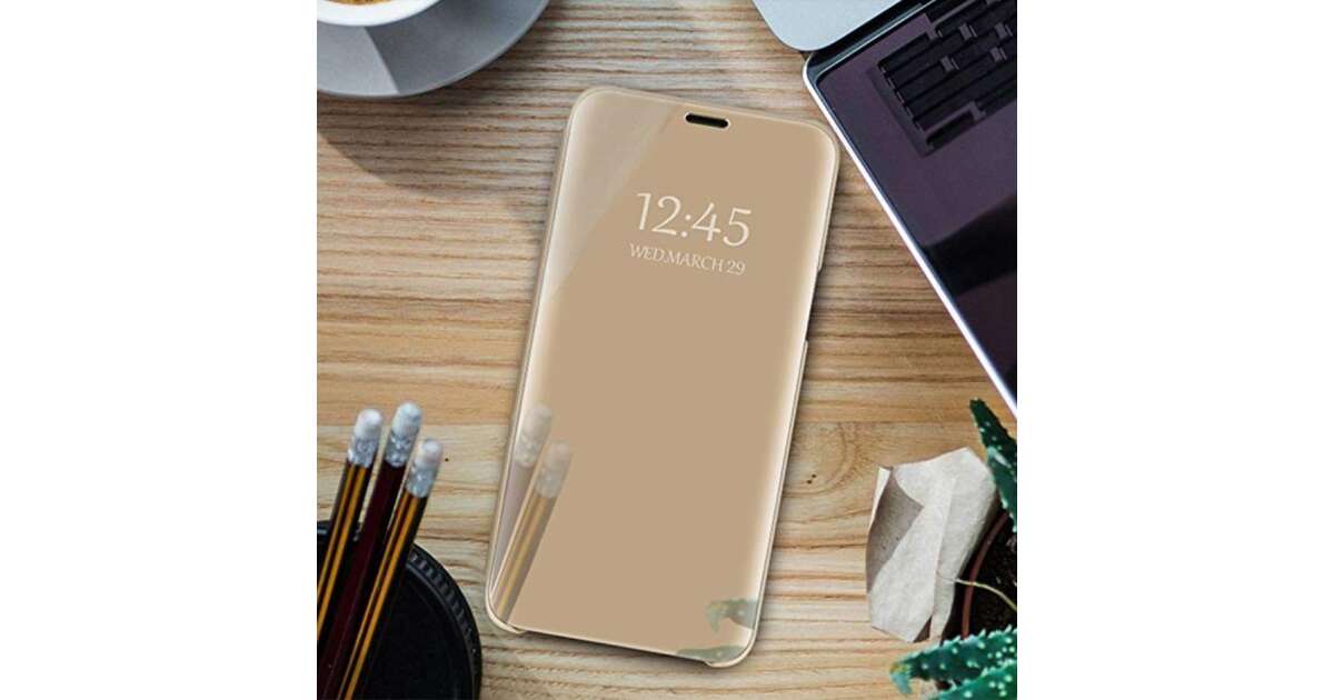 Smart Clear View tok Samsung Galaxy S22 Ultra arany | Pepita.hu