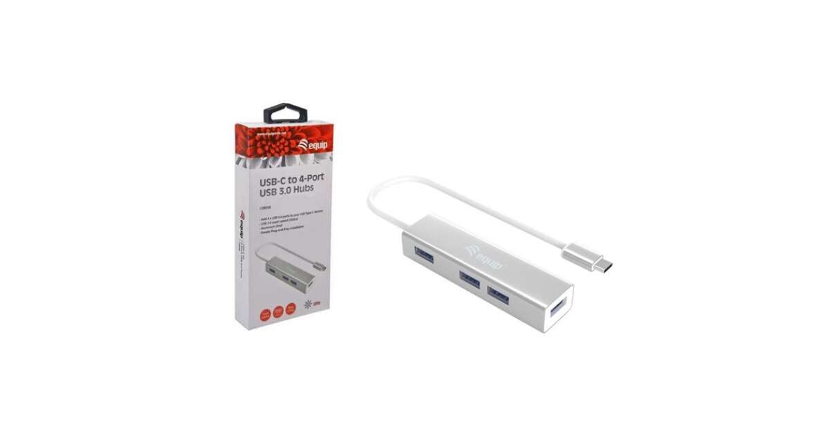 Equip-Life USB Hub - 128958 (USB-C 3.0, 4 Port, USB tápellátás, kompakt ...