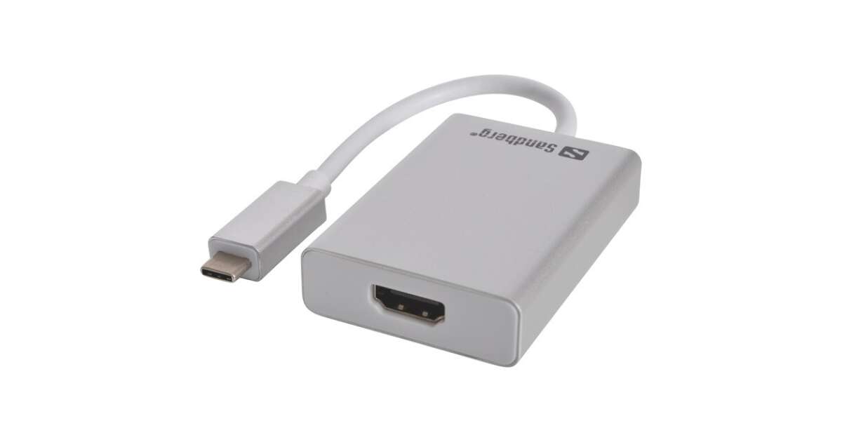 Sandberg Kábel Átalakító - USB-C to HDMI Link (ezüst; USB-C bemenet ...
