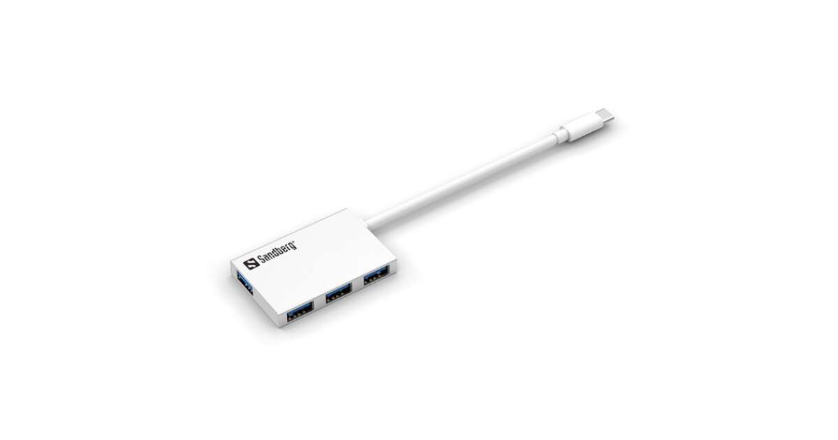 Sandberg USB Hub - USB-C to 4xUSB3.0 Pocket Hub (ezüst; USB-C bemenet ...