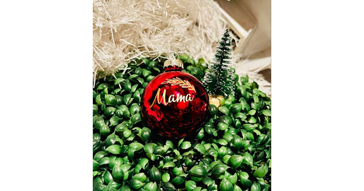 Egyedi feliratkozású fenyőfa dísz gömb 6 cm - piros | Pepita.hu