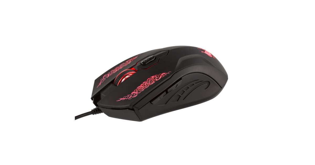 KONIX - DRAKKAR PC Shaman Egér Vezetékes Gaming 2000DPI, Fekete-Piros ...