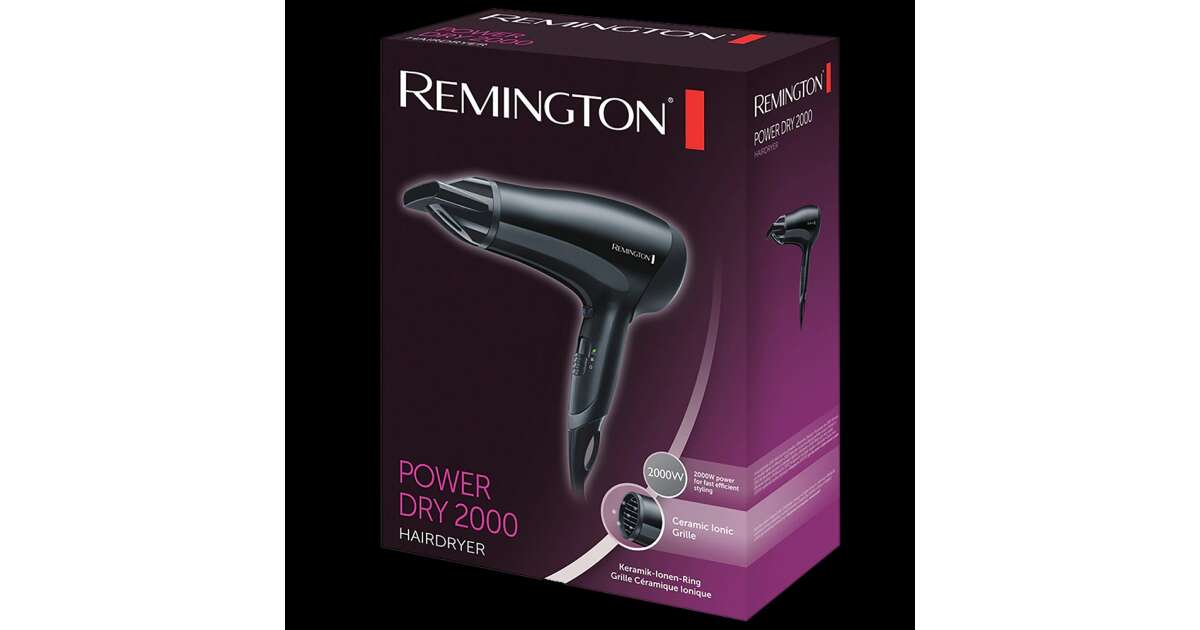 Remington D3010 2000 W, 2 sebesség fekete hajszárító | Pepita.hu