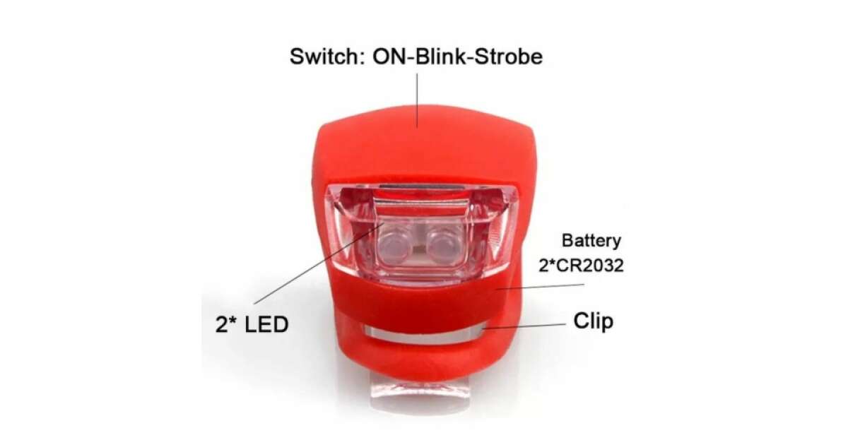 LED kerékpár lámpa szett szilikon borítással 2032 elemmel (Piros Fehér ...