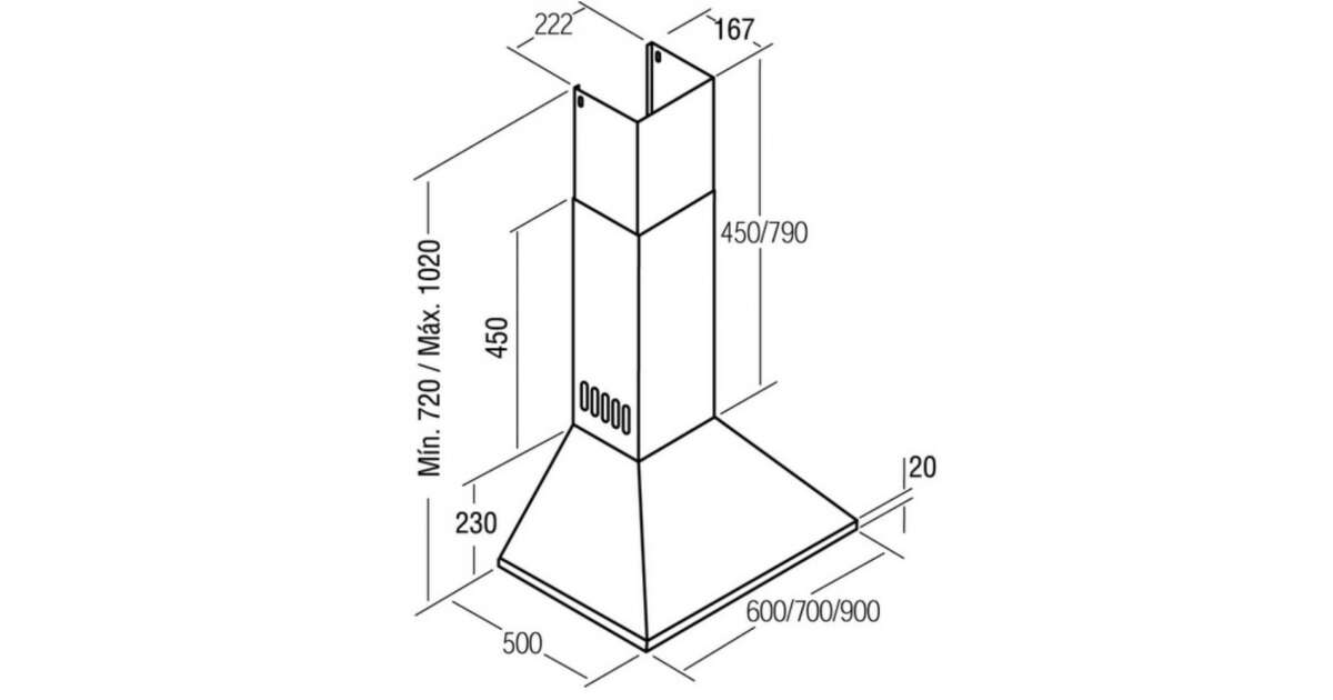 Cata BETA 900 INOX LED Kürtős páraelszívó, 850m3/óra, 3 fokozat ...