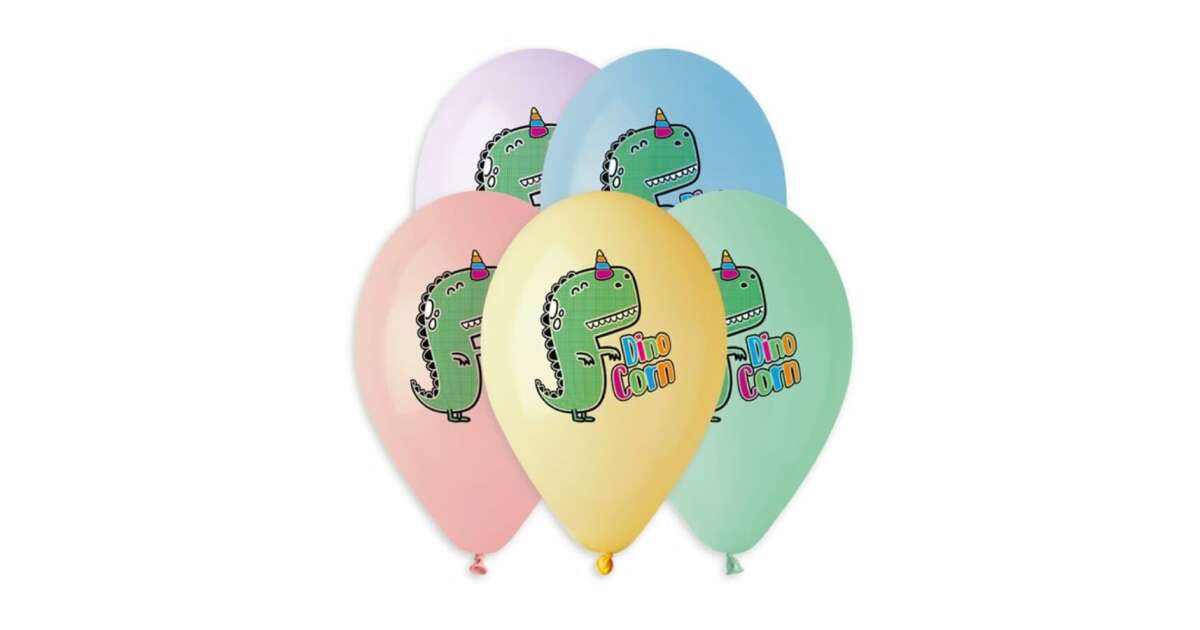 33 cm-es Dino Corn printelt léggömb - 10 db / csomag | Pepita.hu