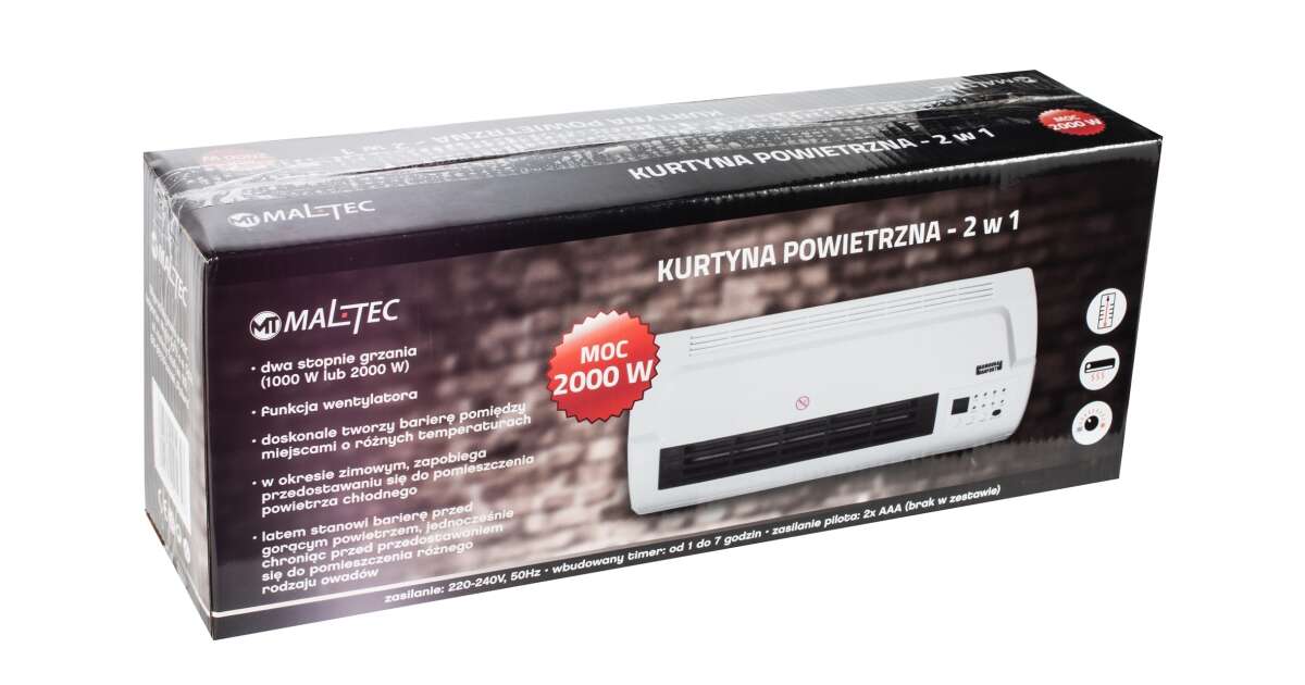 MalTec kerámia fűtőbetétes fali hősugárzó, légfüggöny, távvezérlővel ...