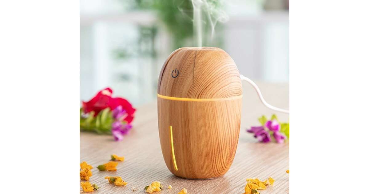 Mini aroma diffúzor, párásító (InnovaGoods) - - világos fa | Pepita.hu