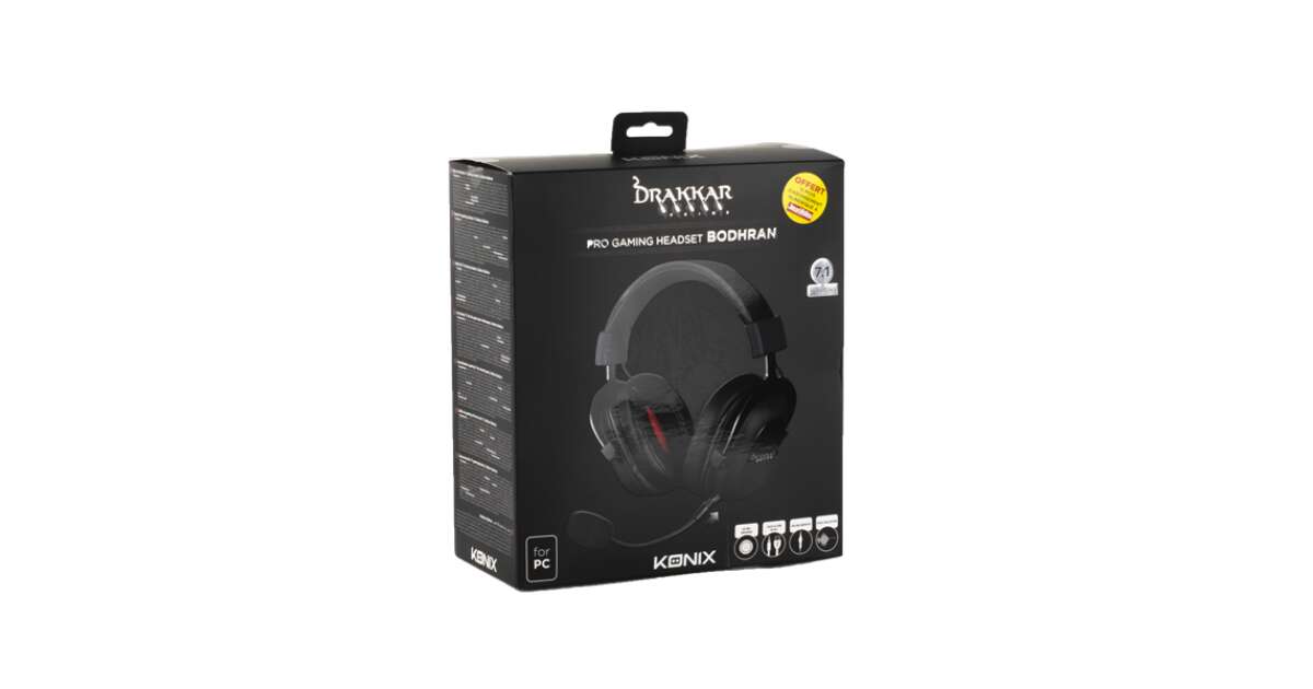 Konix - drakkar pc bodhran 7.1 fejhallgató vezetékes gaming stereo ...