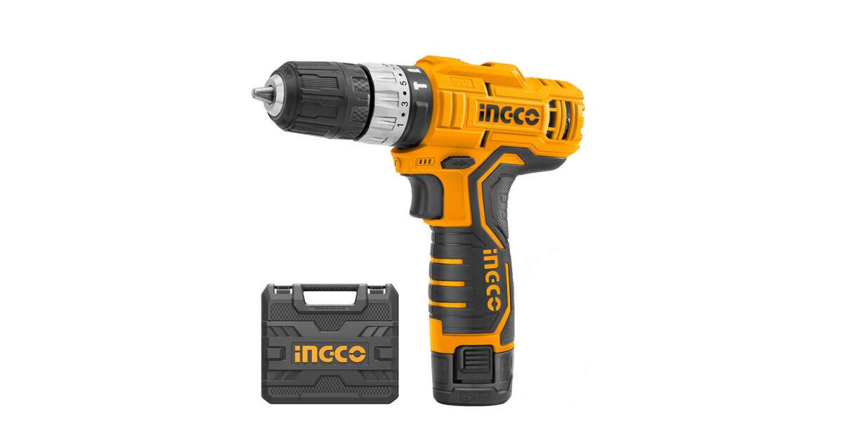 INGCO CIDLI1232E Akkus fúrócsavarozó, 12V, 20NM + 2x 1.5Ah akkumulátor ...