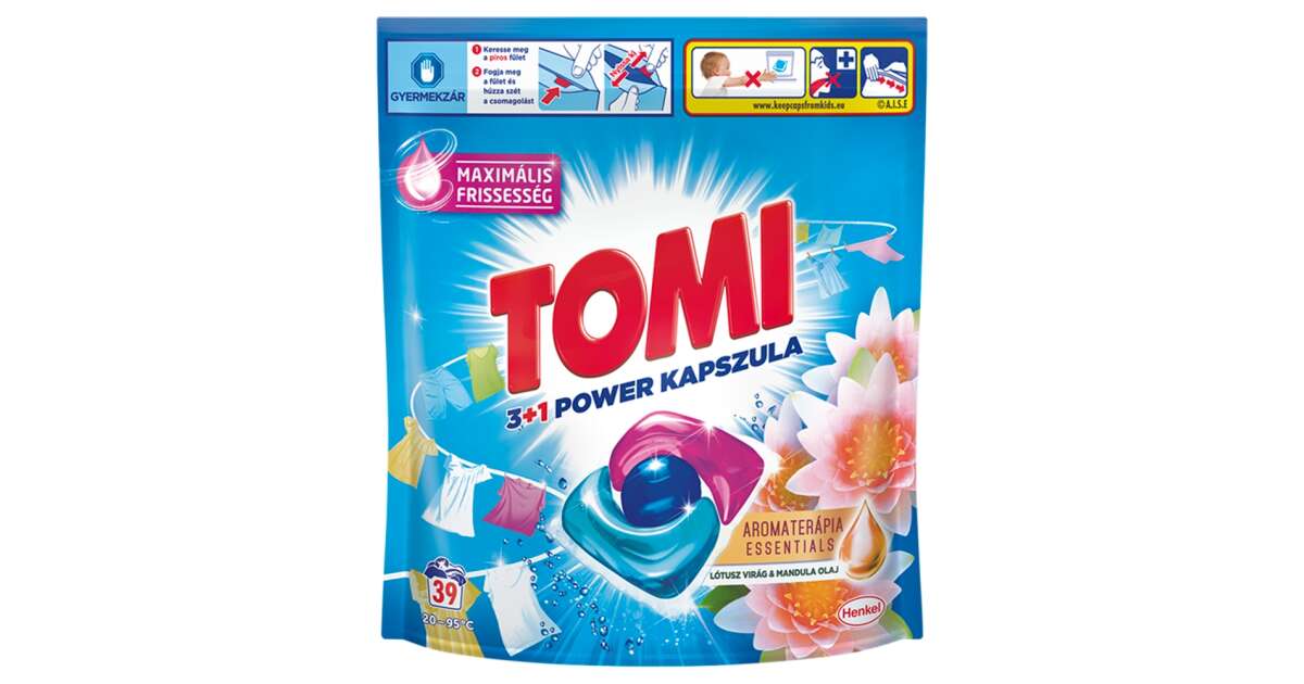 Tomi 3+1 Power Aromaterápia Lótusz & Mandula olaj Mosókapszula 39 mosás ...