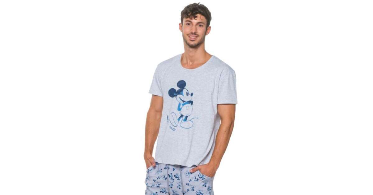 König Adam Férfi pizsama Mickey, Szürke | Pepita.hu