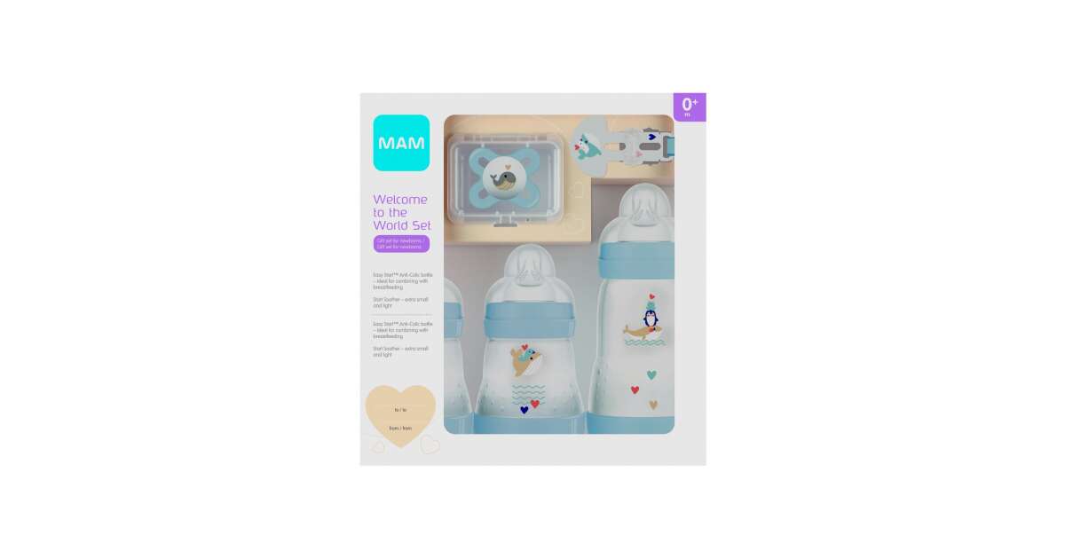 MAM Welcome to the world ajándékszett (2022) - Kék - Bálna és fóka ...