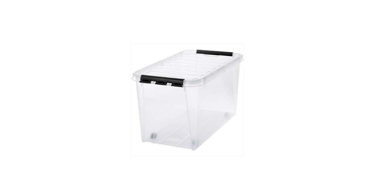 SMARTSTORE Classic 70 70 Liter Clear Plastic Storage Box with Black ...