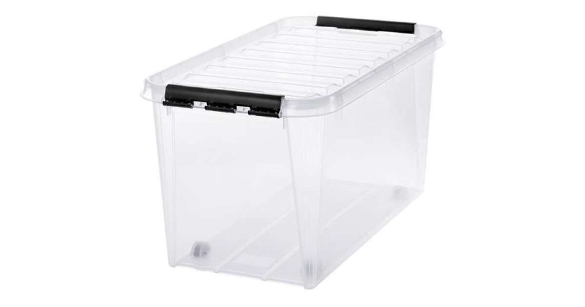 SMARTSTORE Classic 70 70 Liter Clear Plastic Storage Box with Black ...