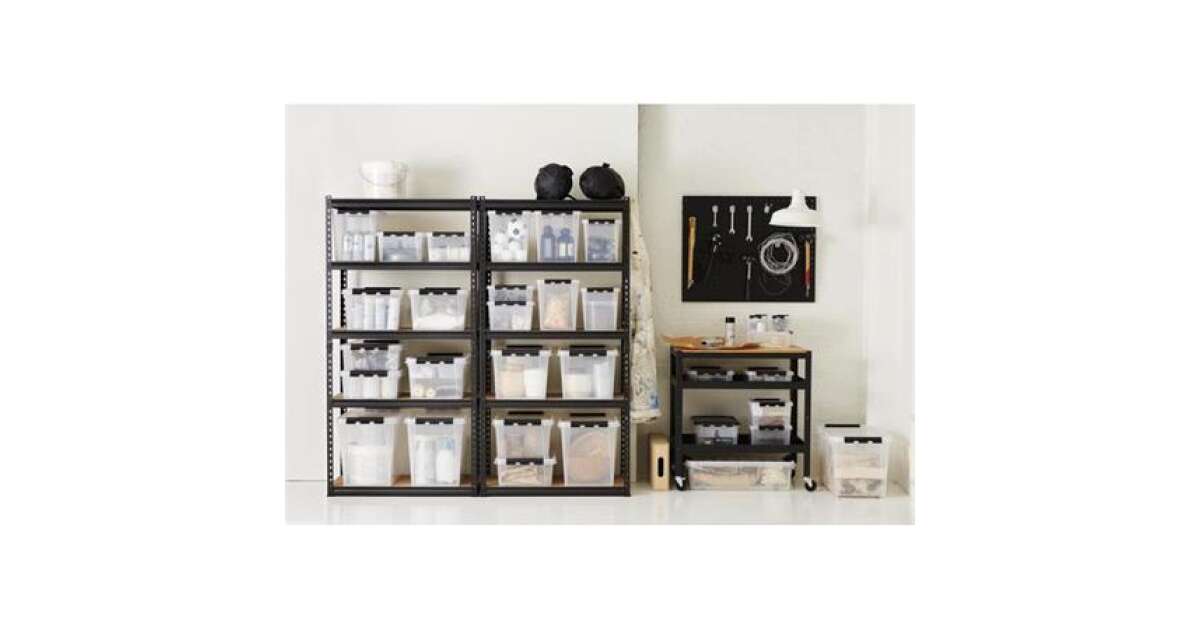 SMARTSTORE Classic 70 70 Liter Clear Plastic Storage Box with Black ...