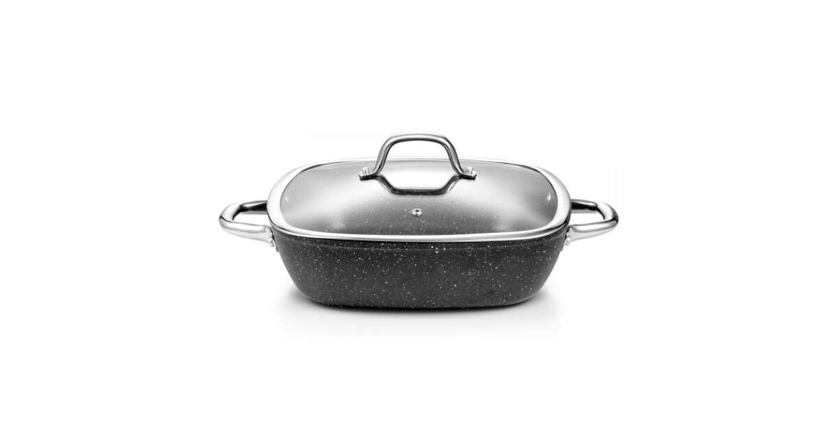 PRESIDENT Stone Square Deep Frying Pan with Lid 28 x 28 cm | Pepita.com