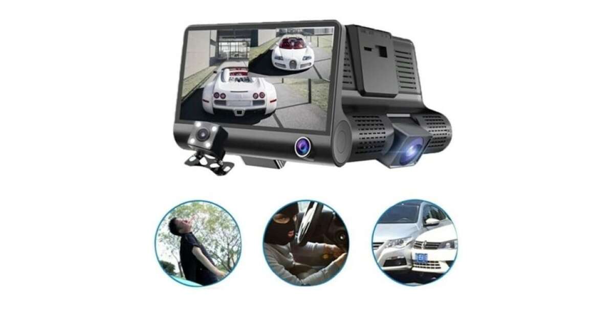Camera de securitate auto cu optică dublă cu 3 camere FULL HD | Pepita.com