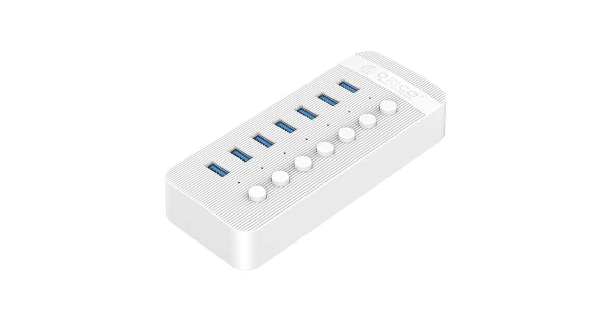 Orico Aktív USB3.0 Hub - CT2U3-7AB-EU-WH/154/ (7 port, Bemenet: USB-A ...