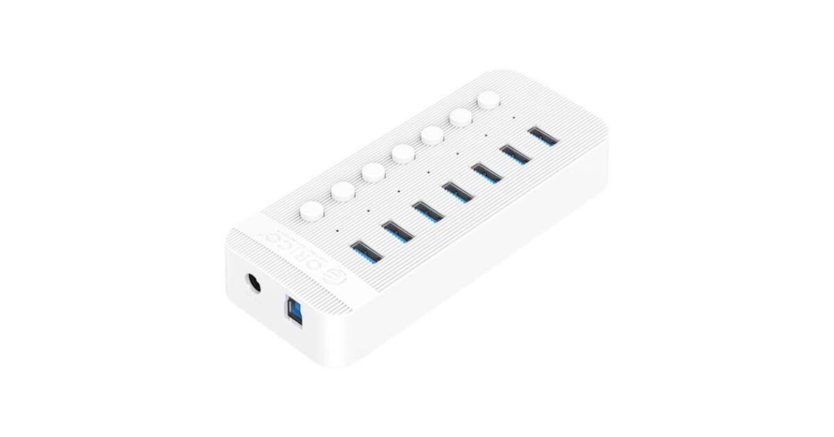 Orico Aktív USB3.0 Hub - CT2U3-7AB-EU-WH/154/ (7 port, Bemenet: USB-A ...