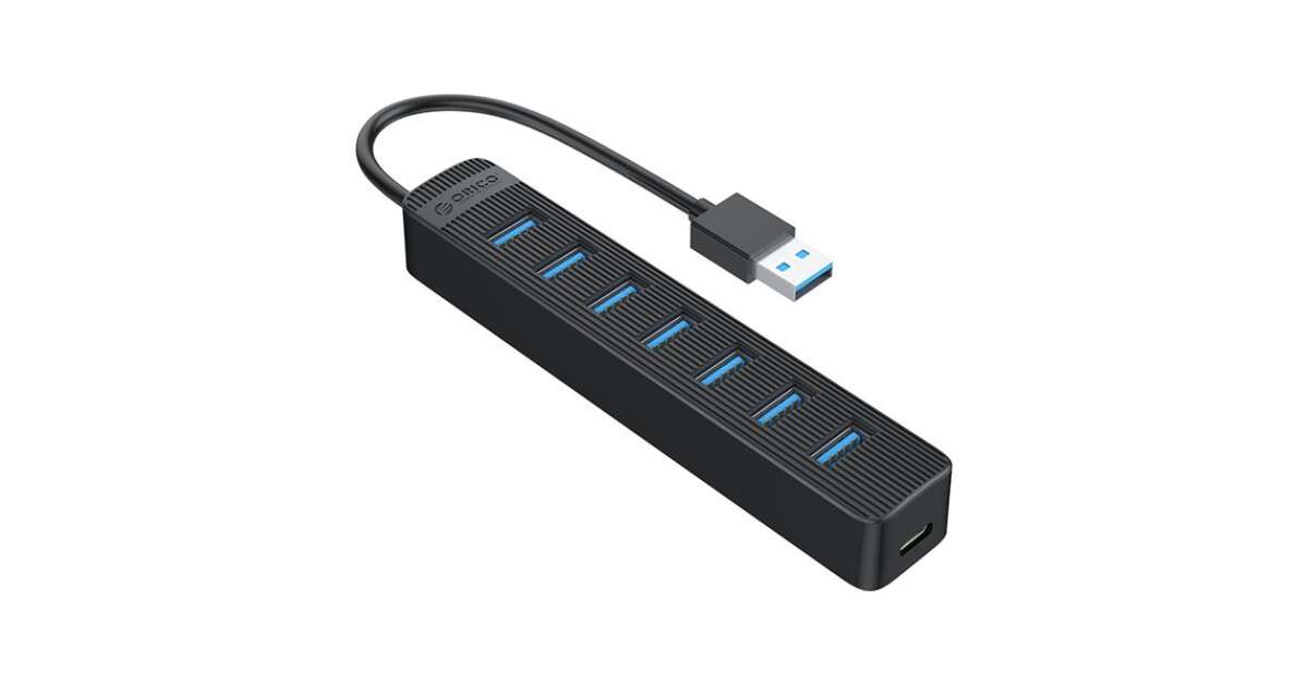 Orico USB3.0 Hub - TWU3-7A-BK/155/ (7 port, Bemenet: USB-A, Kimenet ...