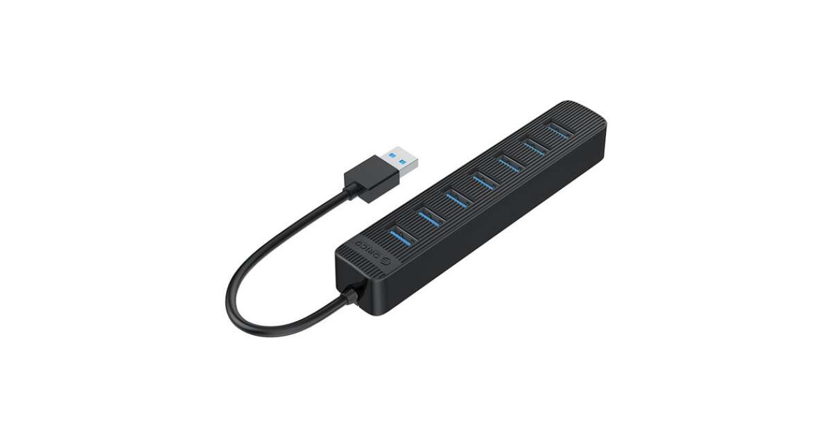 Orico USB3.0 Hub - TWU3-7A-BK/155/ (7 port, Bemenet: USB-A, Kimenet ...