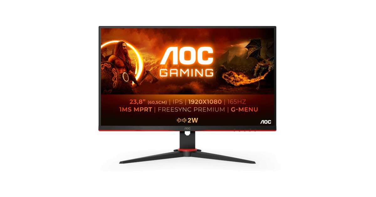 AOC 24G2SPAE Gaming 165Hz IPS Monitor, 23.8, 1920x1080, 16:9, 300cd/m2 ...