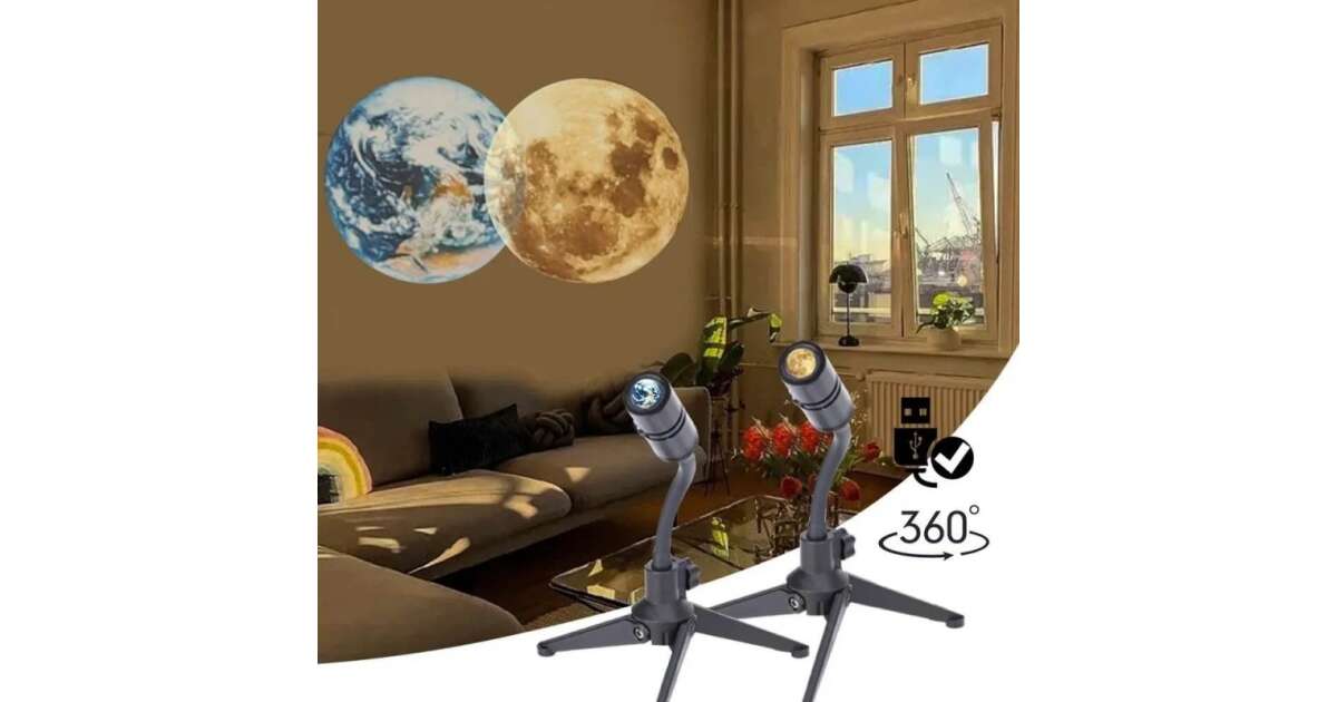 Égitest LED projektor, éjszakai dekor kivetítő (Föld, Hold, Hold és ...