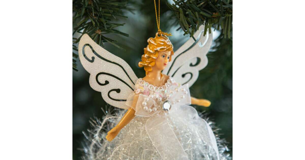 Karácsonyi dekor - angyal - 20 x 20 cm - fehér | Pepita.hu