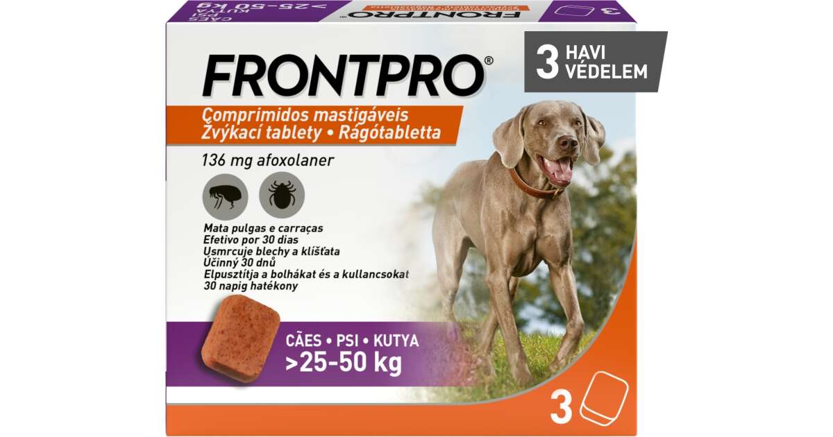 Frontpro bolha és kullancs elleni rágótabletta kutyáknak (3 db tabletta ...