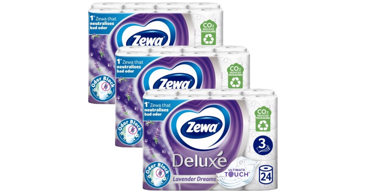 Zewa Deluxe Lavender Dreams 3 Ply Toilet Paper 3x24 rolls | Pepita.com