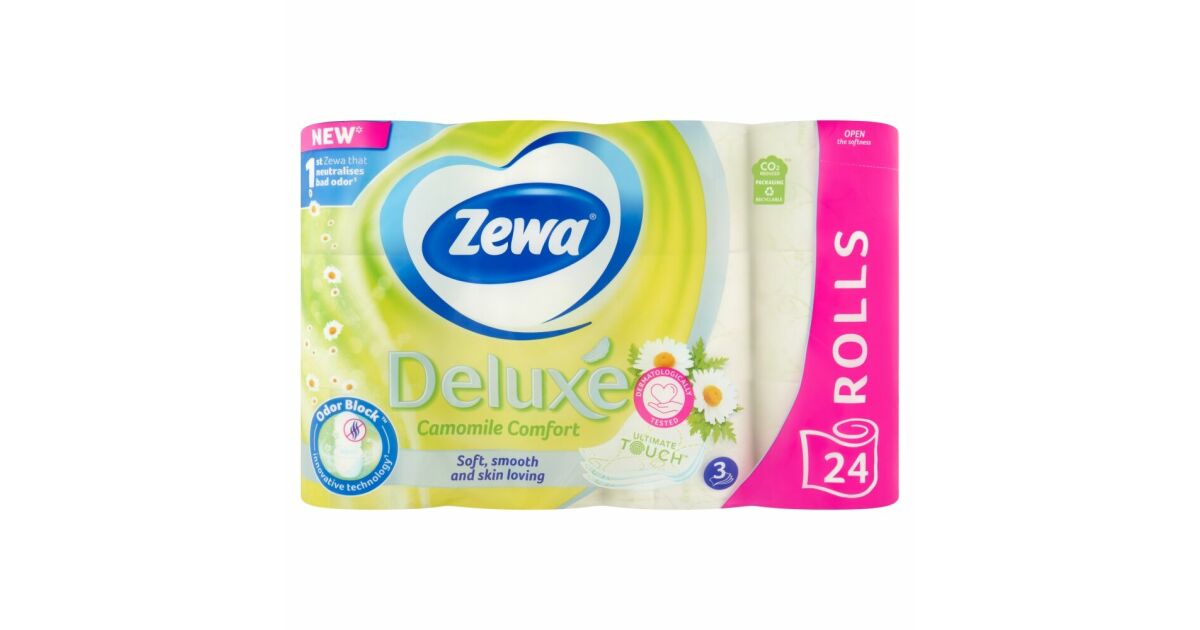 Zewa Deluxe Camomile Comfort 3 Ply Toilet Paper 3x24 rolls | Pepita.com