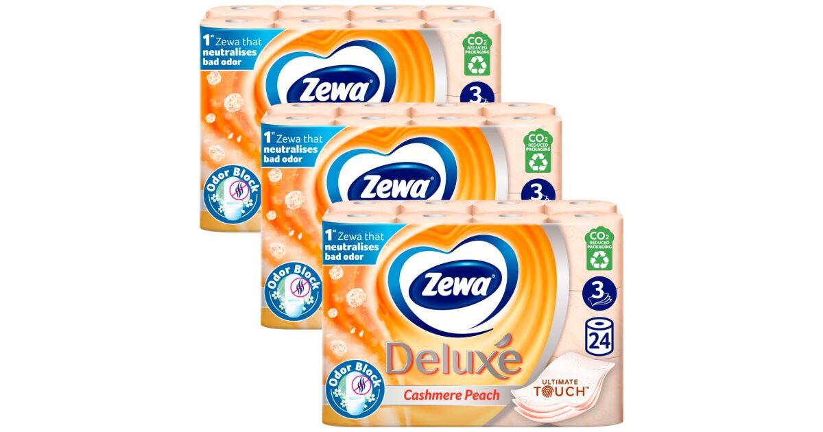 Zewa Deluxe Cashmere Peach 3 Ply Toilet Paper 3x24 rolls | Pepita.com