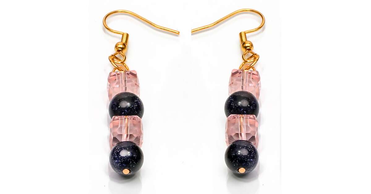 Galactic Stardust kék homokkő ásvány fülbevaló | Pepita.hu