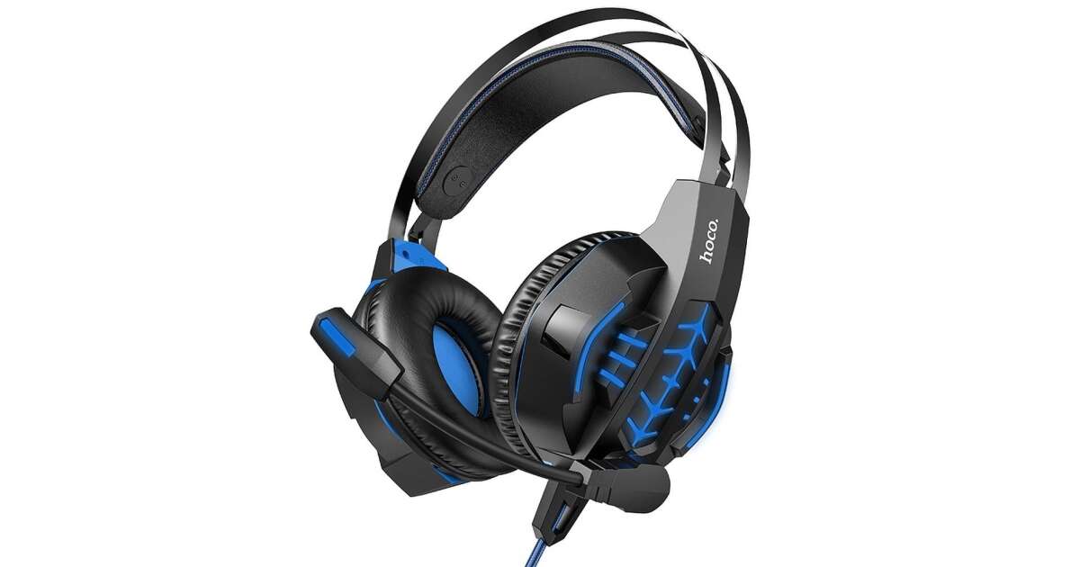 Headset: HOCO W102 - fekete fejhallgató mikrofonnal (vezetékes: Jack ...