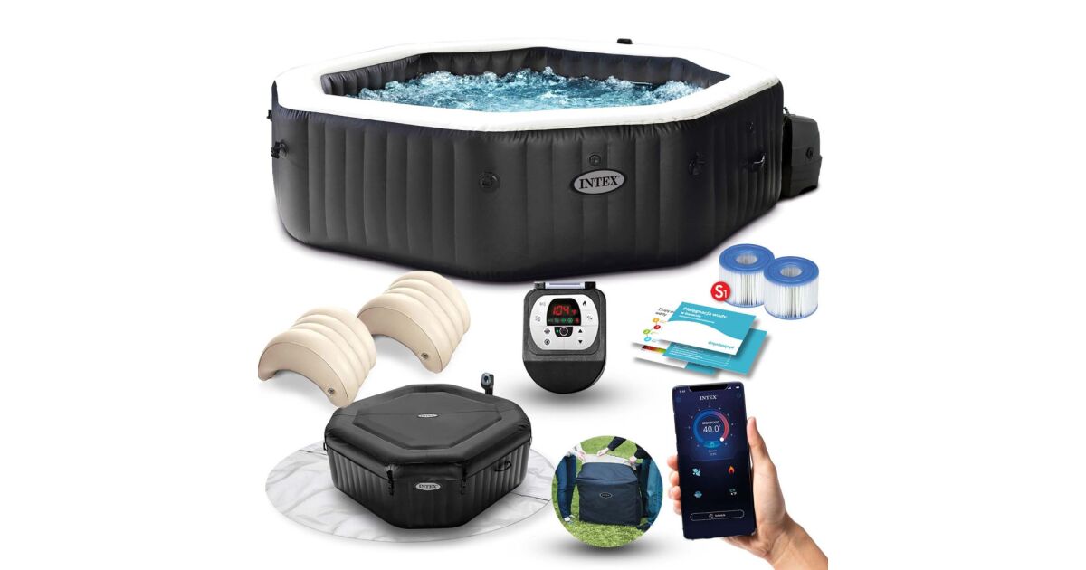 Intex PureSPA Jet & Bubble 6 person 218x71cm Inflatable Jacuzzi Set ...