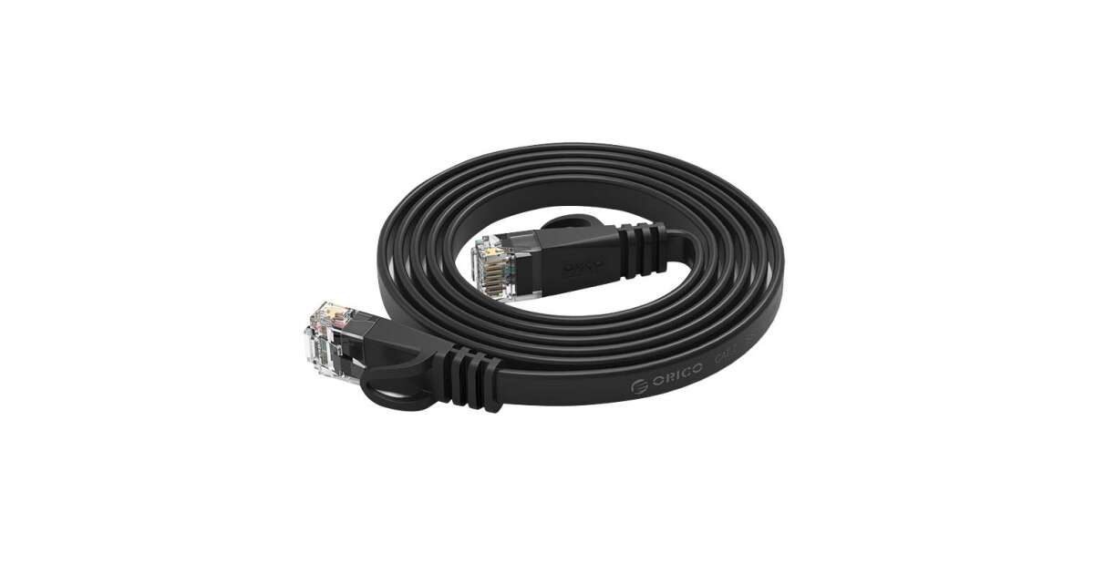 Orico RJ45 Cat.6 Flat Ethernet Network Cable 20m (Black) | Pepita.hu