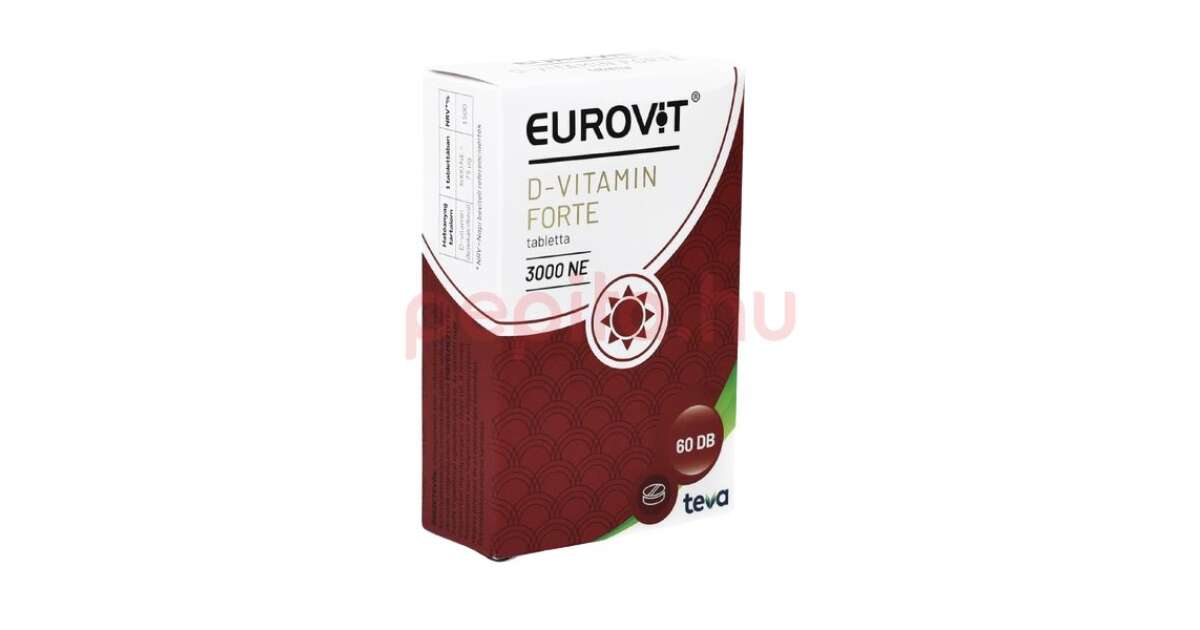 EUROVIT D-VITAMIN FORTE 3000 NE ÉTREND-KIEGÉSZÍTŐ TABLETTA 60DB | Pepita.hu