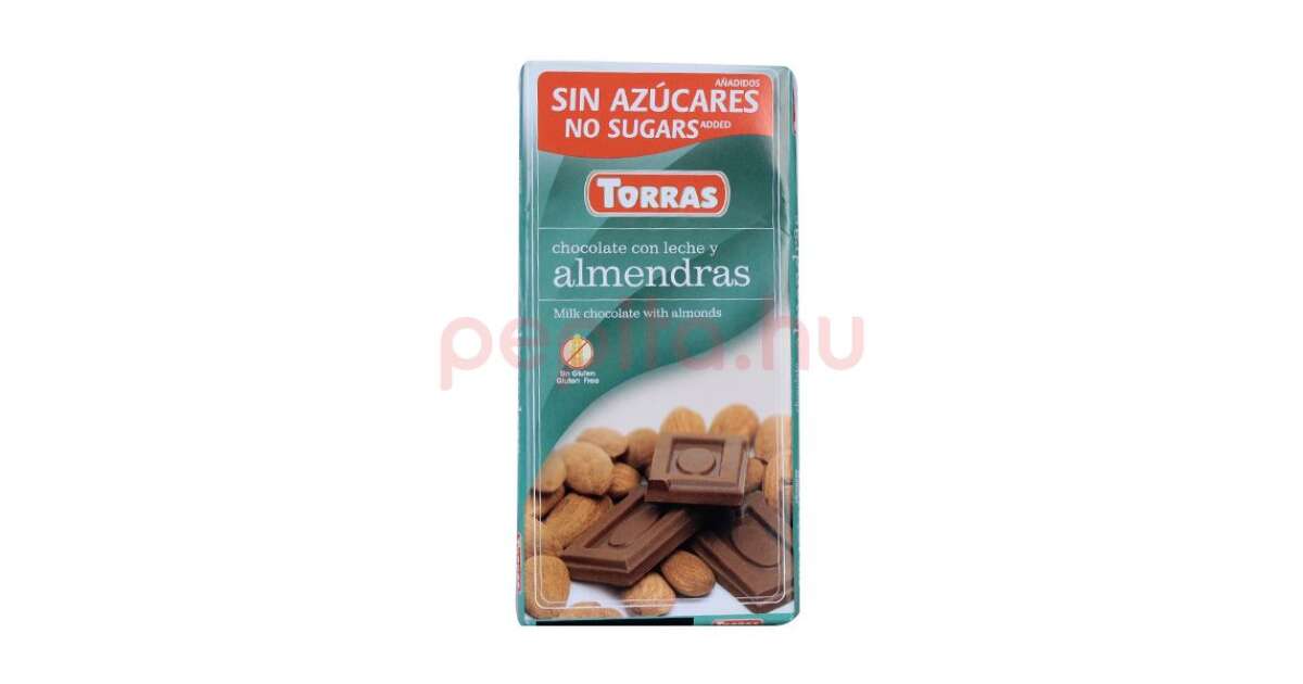 TORRAS HOZZÁADOTT CUKOR NÉLKÜL TEJCSOKOLÁDÉ MANDULÁS 75G | Pepita.hu