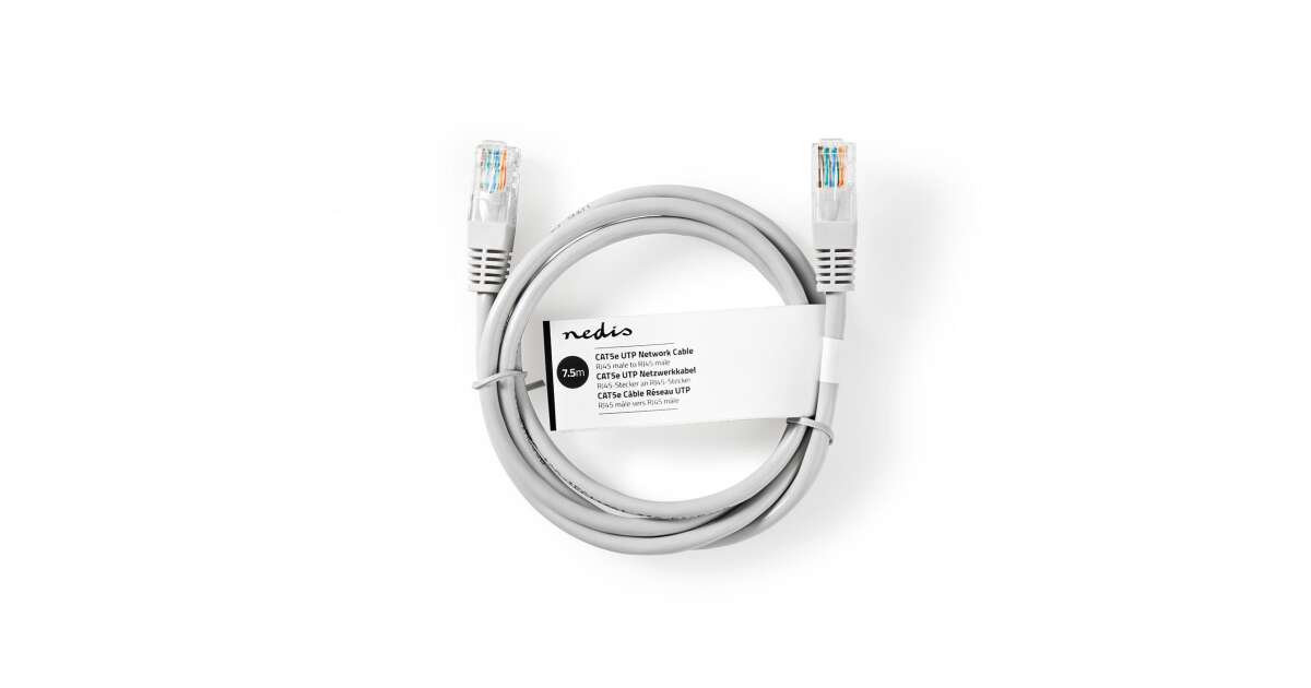 Cat 5e Kabel | U/UTP | RJ45 Stecker | RJ45 Stecker | 7,50 m | Rund ...