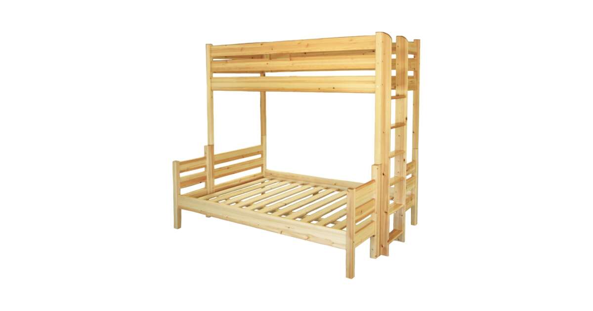 Leo fenyő emeletes ágy - oldallétrával, alul 140-es fekvőfelülettel ...