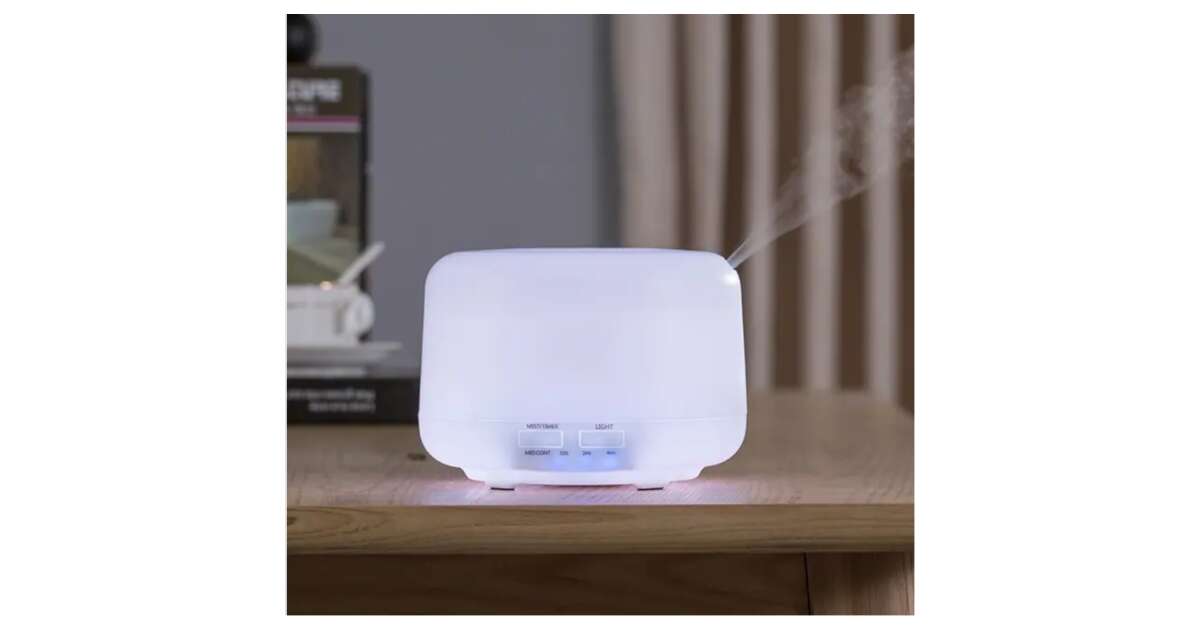 Aromaterápiás diffúzor, párásító, ultrahangos, légtisztító, 300 ml, USB ...