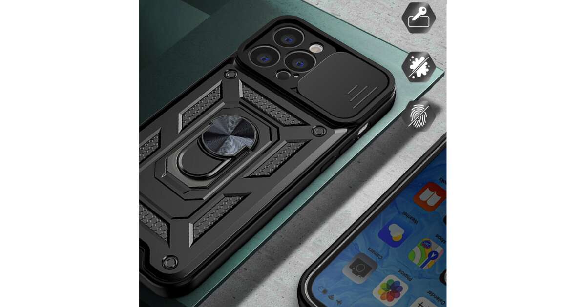 Hybrid Armor Camshield tok iPhone 13 Pro Armor tok kameratok fekete ...