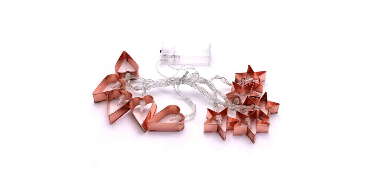 Iris Csillag+szív alakú fém/2m/meleg fehér/10db LED-es/3xAA elemes ...