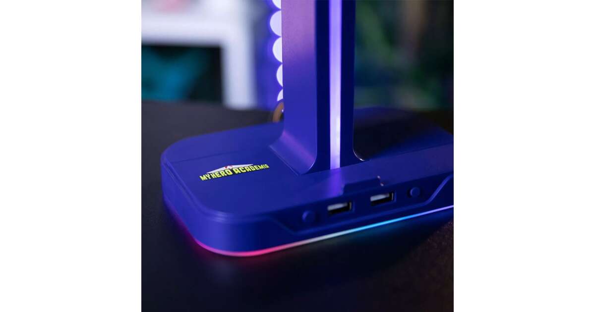 Konix - my hero academia dupla headset tartó állvány + 2xusb port, kék ...