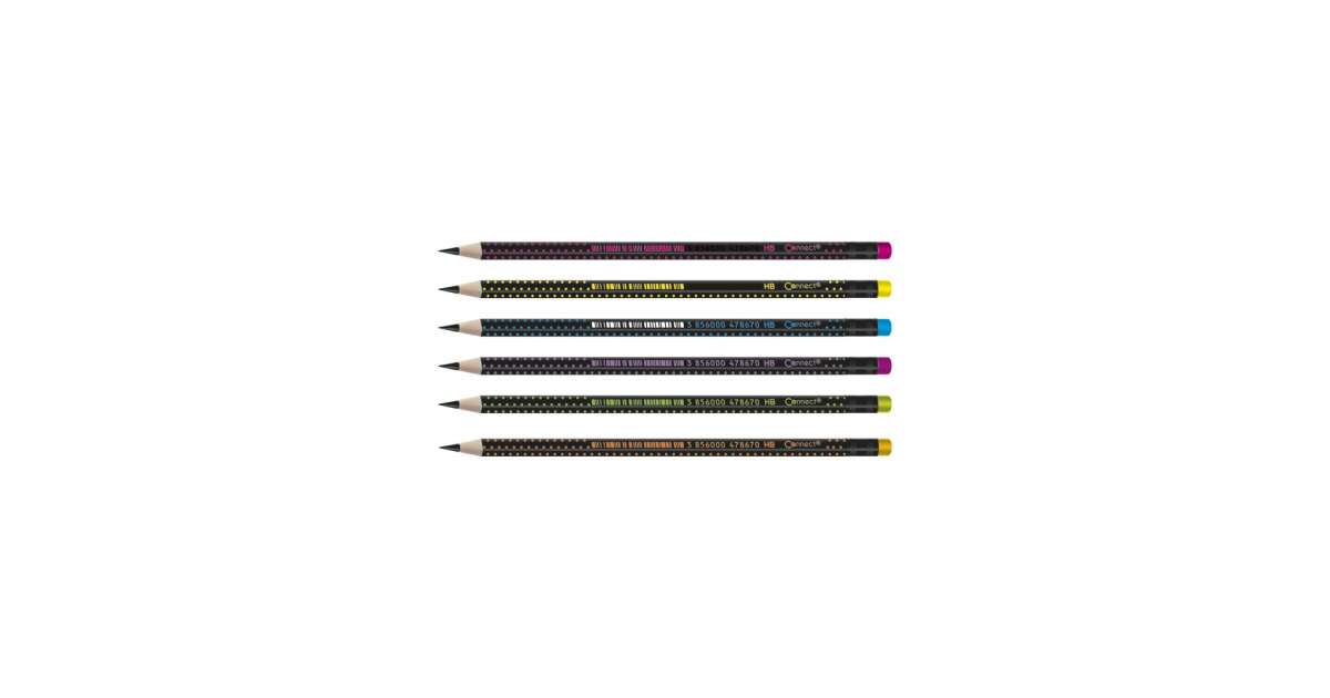 Graphite pencil HB, black body, with colour eraser, Connect 72 pcs/pack ...