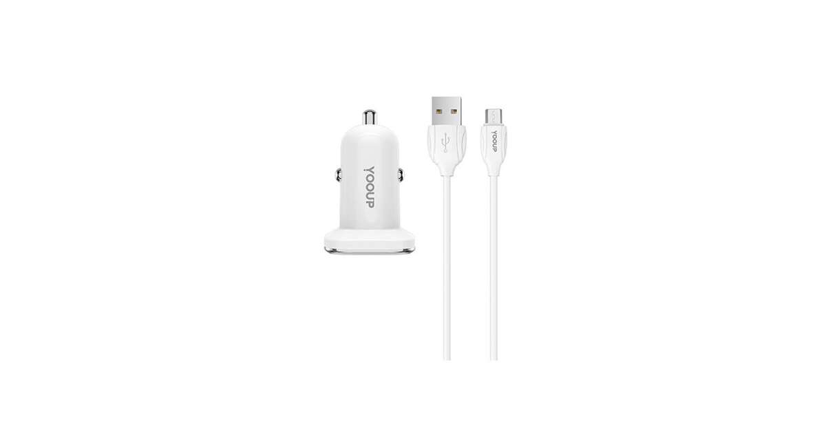 Dupla Usb Portos Autóstöltő 2 4a Micro Usb Kábel Yooup C01 Lasting