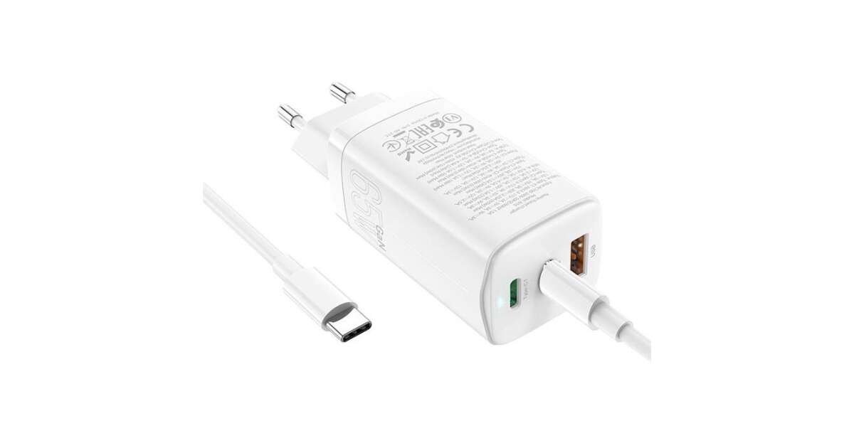 Hoco Töltő Gan Usb 2x Type C 65w Gyors Töltésű Táj Type C C Kábel N16